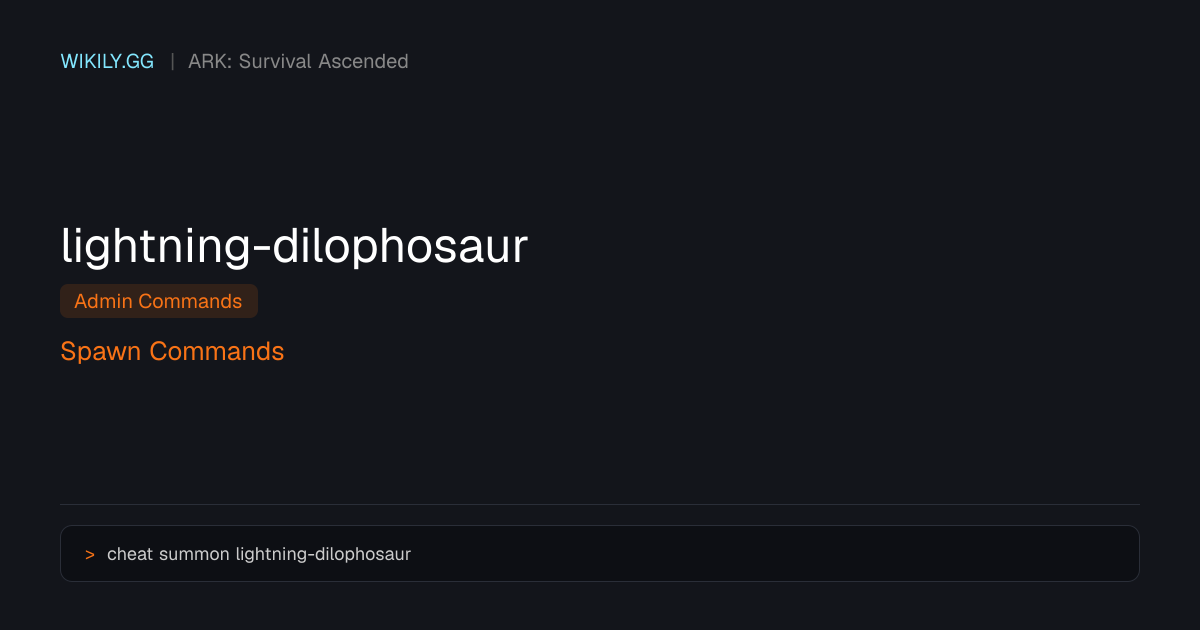 Lightning Dilophosaur Spawn-Befehle - ARK: Survival Ascended