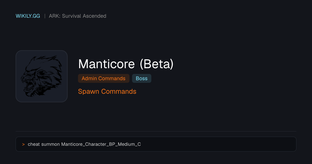Manaticore (Beta) Spawn-Befehle - ARK: Survival Ascended