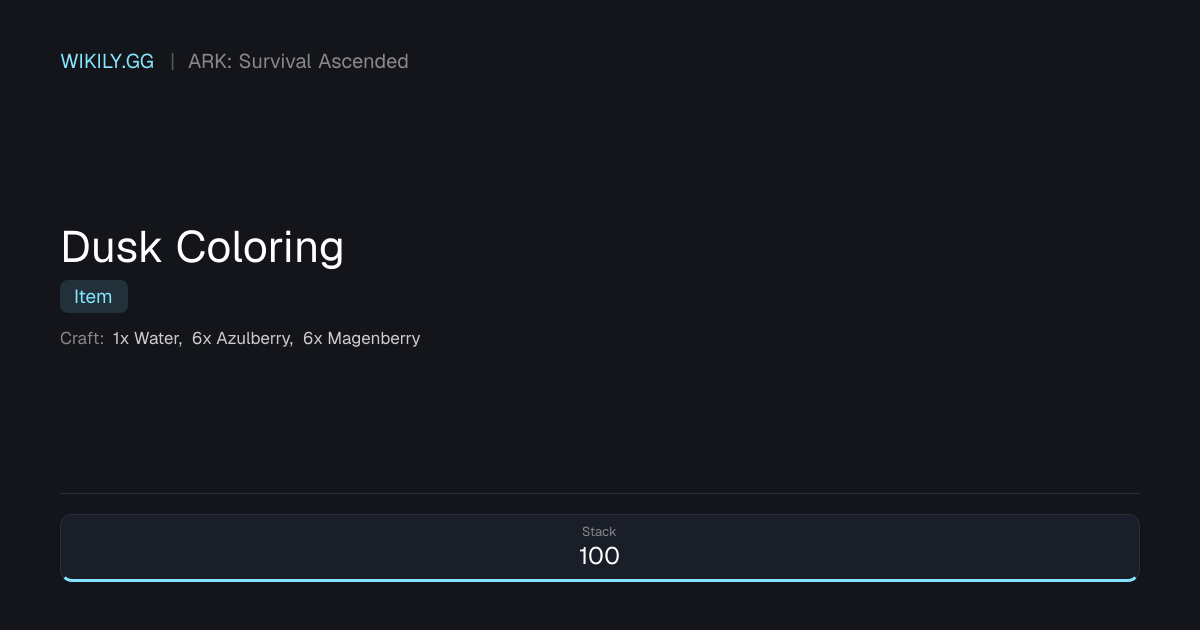Dusk Coloring - ARK: Survival Ascended