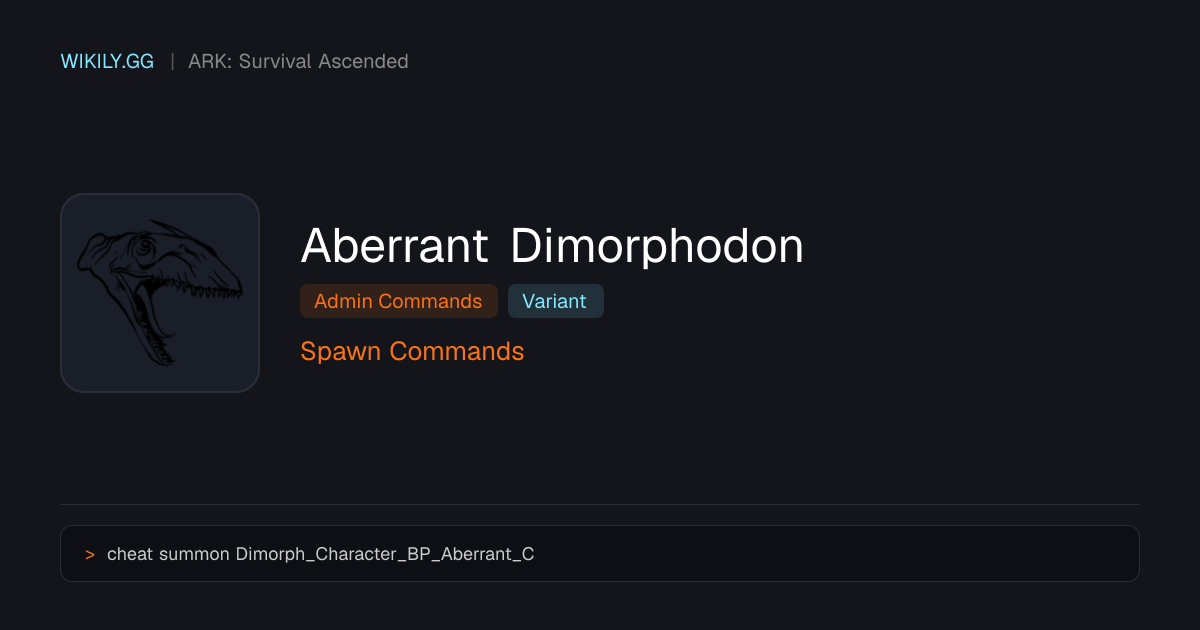 Aberrant Dimorphodon Spawn Commands - ARK: Survival Ascended