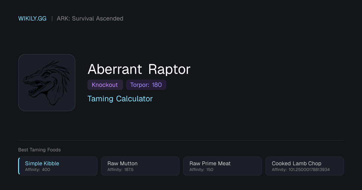 Aberrant Raptor Taming Calculator - ARK: Survival Ascended