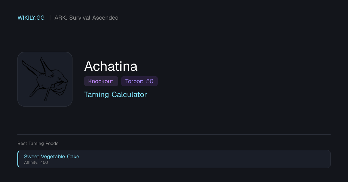 Achatina Taming Calculator - ARK: Survival Ascended