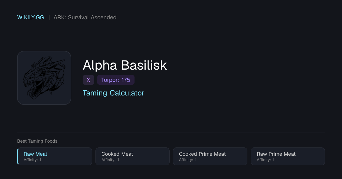 Alpha Basilisk Taming Calculator - ARK: Survival Ascended