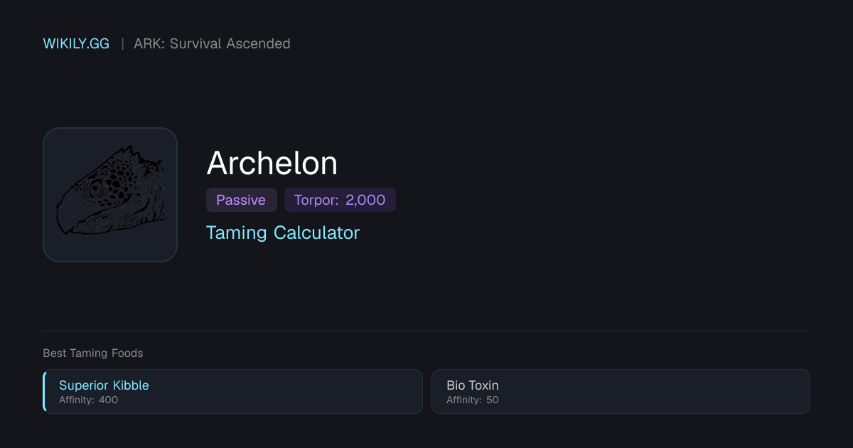 Archelon Taming Calculator - ARK: Survival Ascended