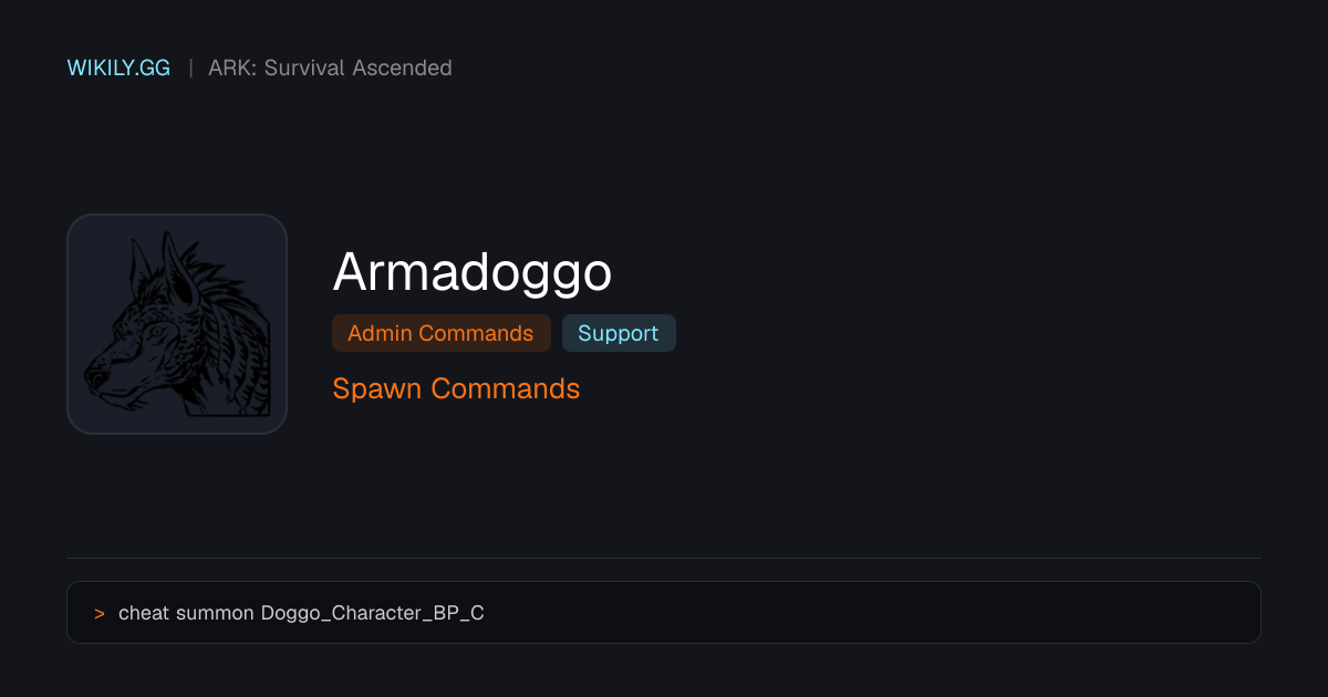 Armadoggo Spawn Commands - ARK: Survival Ascended