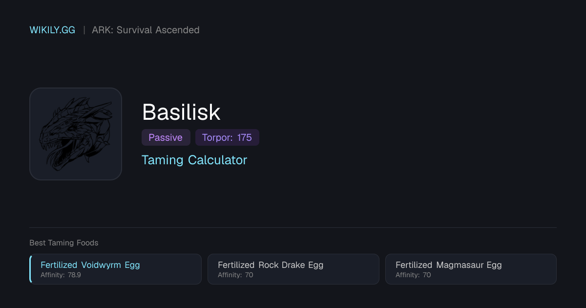 Basilisk Taming Calculator - ARK: Survival Ascended