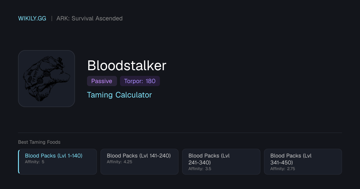 Bloodstalker Taming Calculator - ARK: Survival Ascended