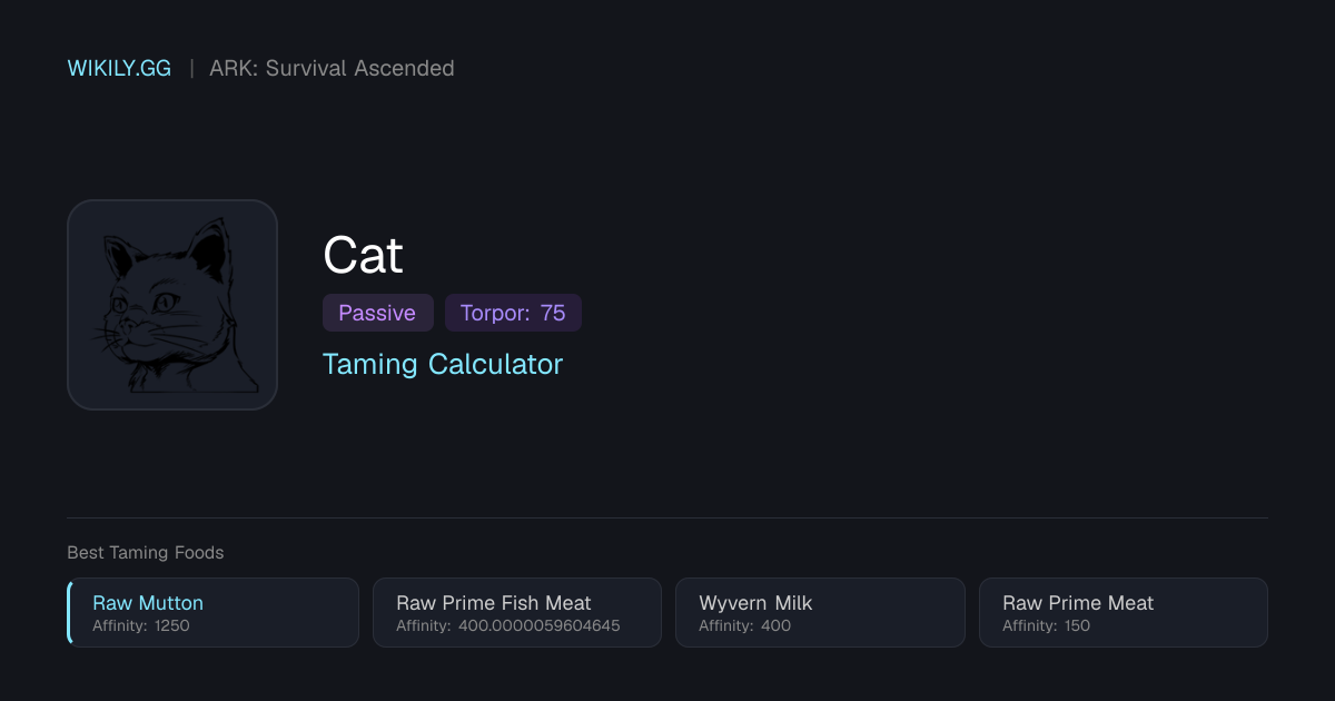 Cat Taming Calculator - ARK: Survival Ascended