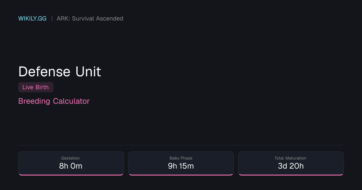 Defense Unit Breeding Calculator - ARK: Survival Ascended