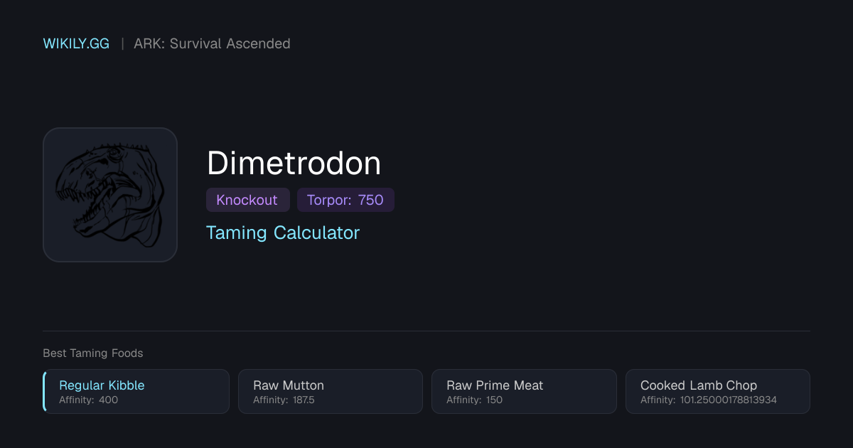 Dimetrodon Taming Calculator - ARK: Survival Ascended