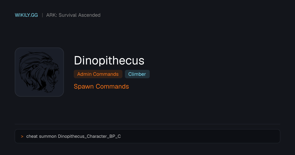 Dinopithecus Spawn Commands - ARK: Survival Ascended