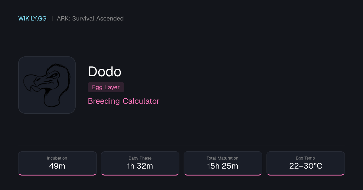 Dodo Breeding Calculator - ARK: Survival Ascended