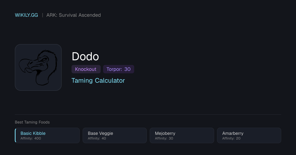 Dodo Taming Calculator - ARK: Survival Ascended