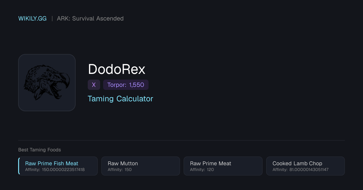 DodoRex Taming Calculator - ARK: Survival Ascended