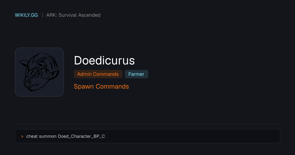 Doedicurus Spawn Commands - ARK: Survival Ascended