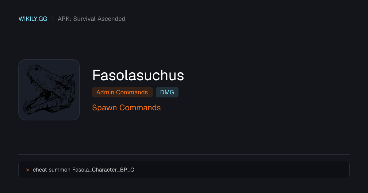 Fasolasuchus Spawn Commands - ARK: Survival Ascended