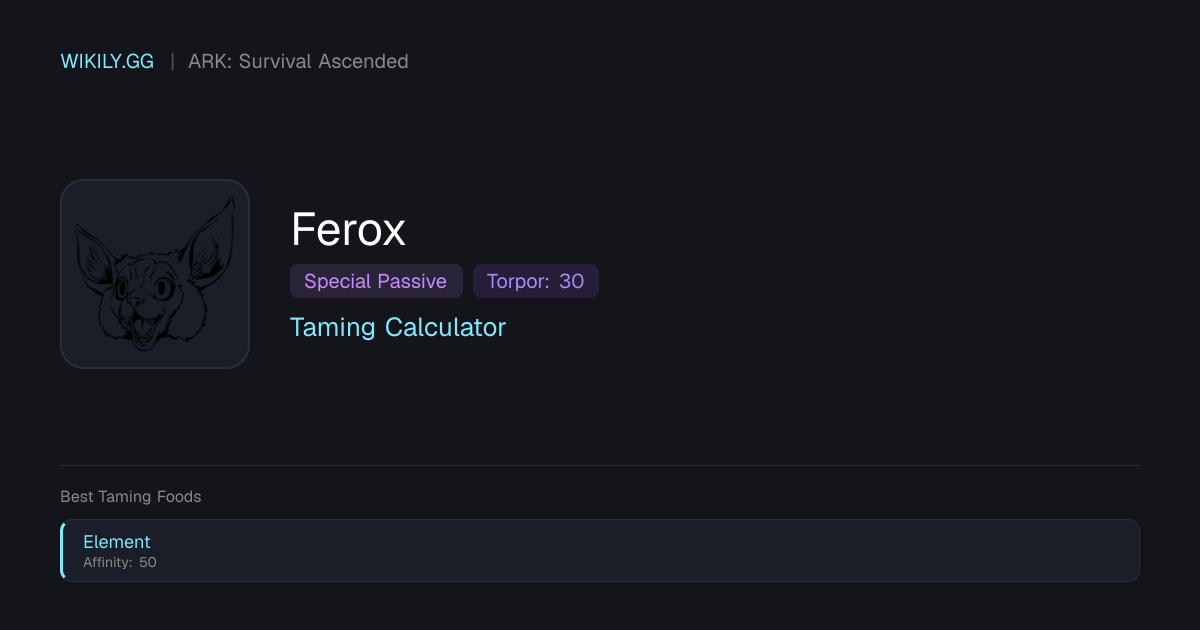 Ferox Taming Calculator - ARK: Survival Ascended