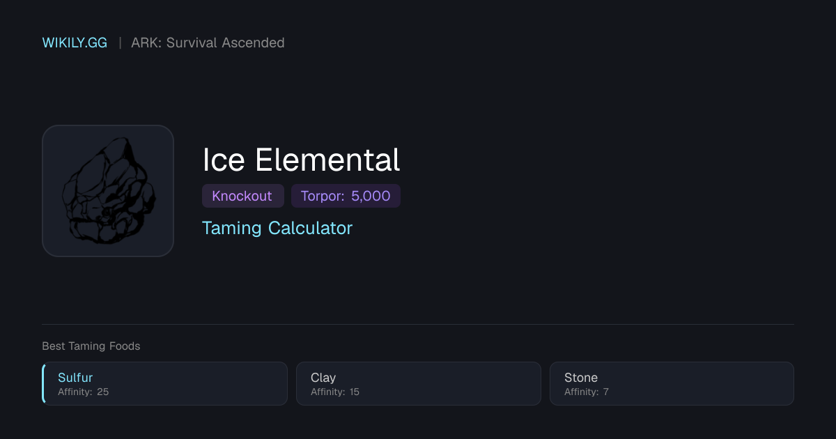 Ice Elemental Taming Calculator - ARK: Survival Ascended