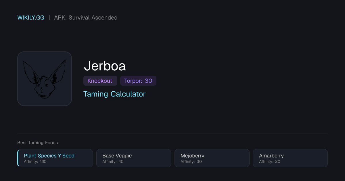 Jerboa Taming Calculator - ARK: Survival Ascended