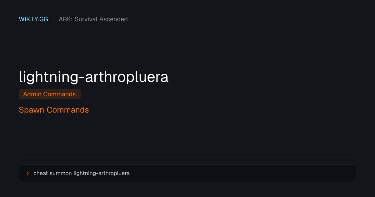 Lightning Arthropluera Spawn Commands - ARK: Survival Ascended