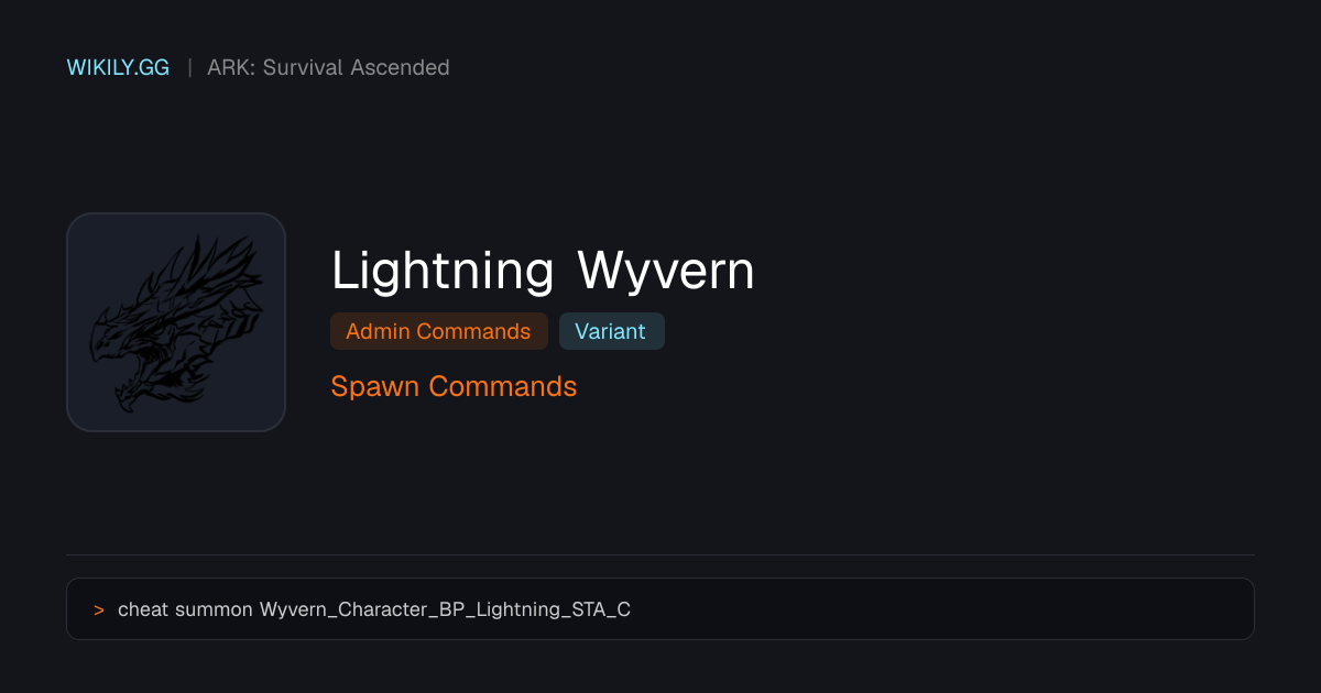 Lightning Wyvern Spawn Commands - ARK: Survival Ascended