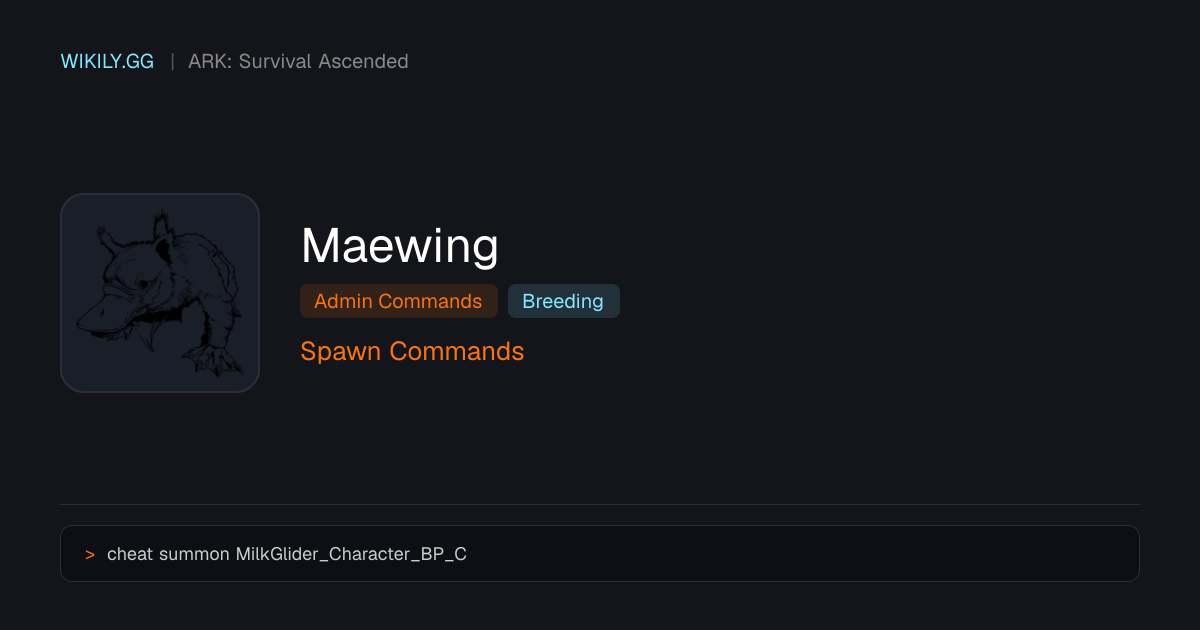 Maewing Spawn Commands - ARK: Survival Ascended