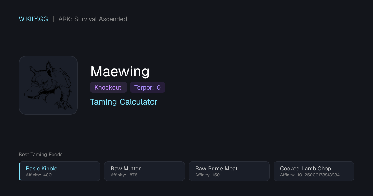 Maewing Taming Calculator - ARK: Survival Ascended