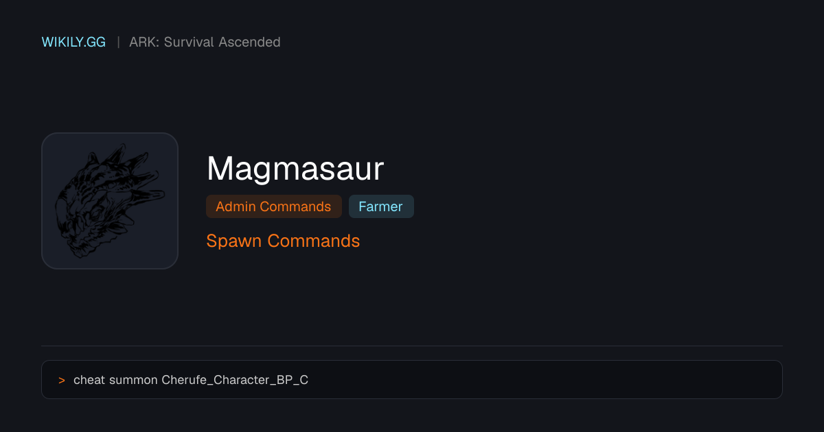 Magmasaur Spawn Commands - ARK: Survival Ascended