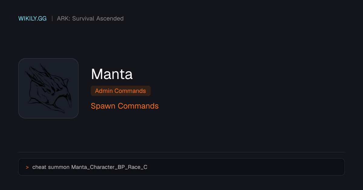 Manta Spawn Commands - ARK: Survival Ascended