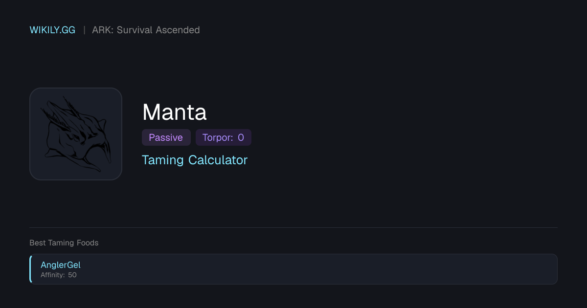 Manta Taming Calculator - ARK: Survival Ascended