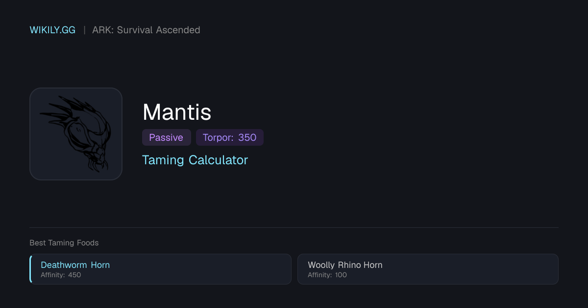 Mantis Taming Calculator - ARK: Survival Ascended