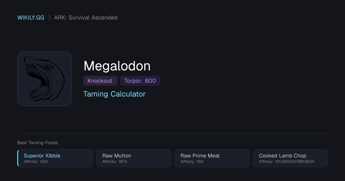 Megalodon Taming Calculator - ARK: Survival Ascended