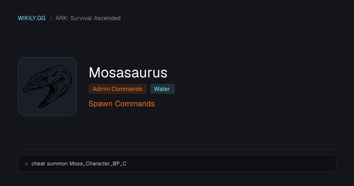 Mosasaurus Spawn Commands - ARK: Survival Ascended