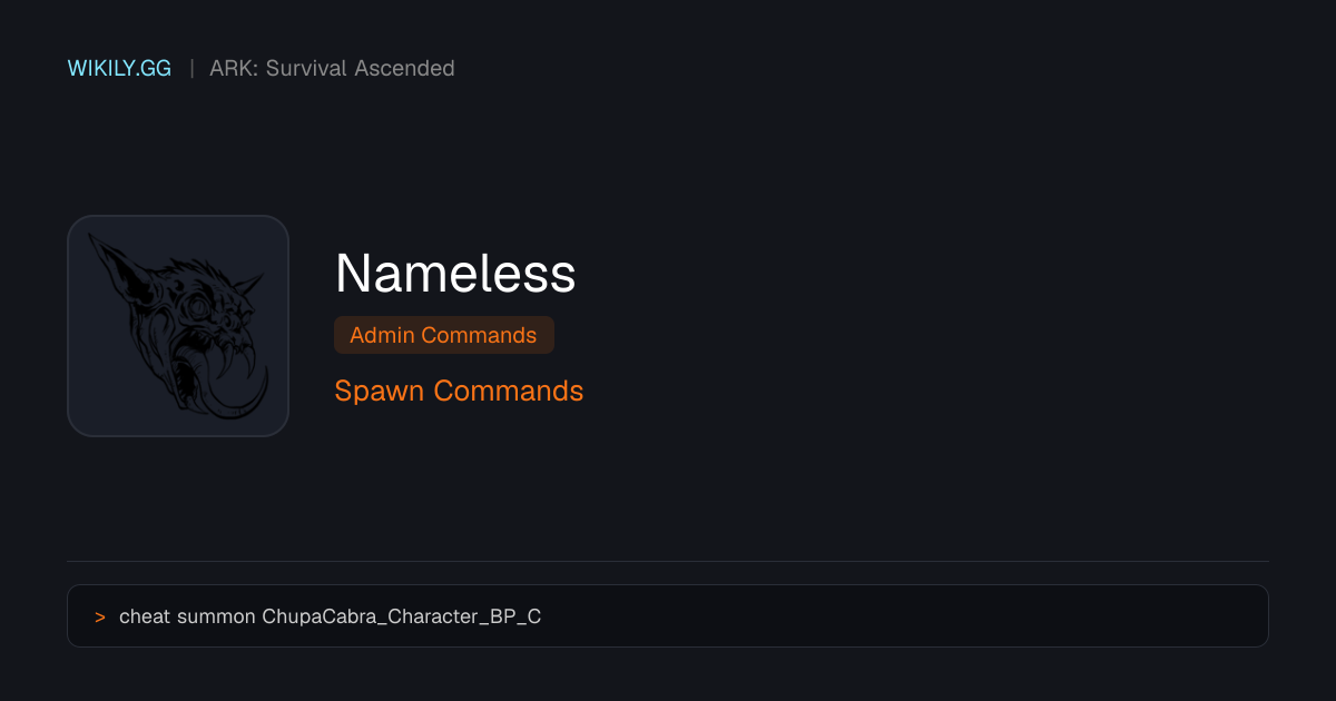 Nameless Spawn Commands - ARK: Survival Ascended