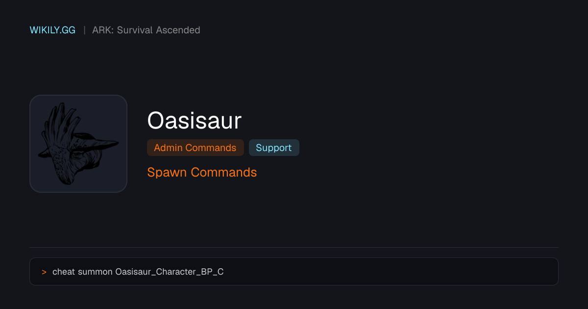 Oasisaur Spawn Commands - ARK: Survival Ascended