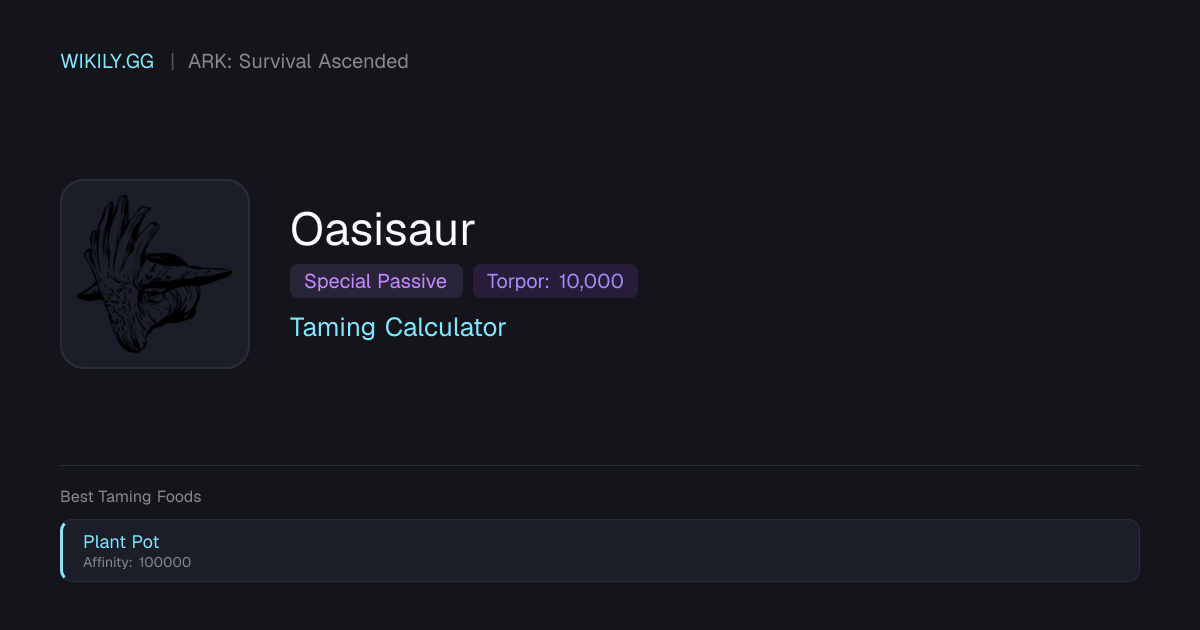Oasisaur Taming Calculator - ARK: Survival Ascended