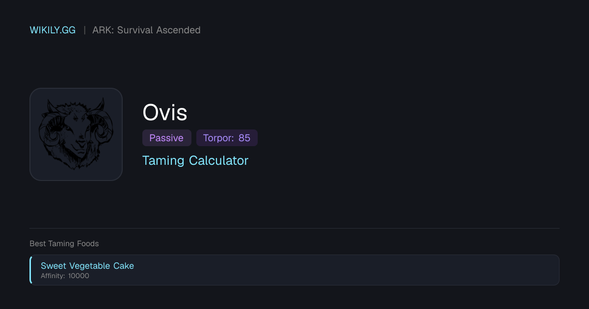 Ovis Taming Calculator - ARK: Survival Ascended