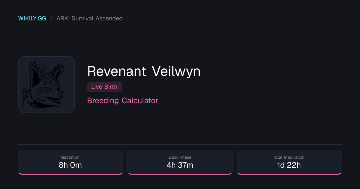 Revenant Veilwyn Breeding Calculator - ARK: Survival Ascended