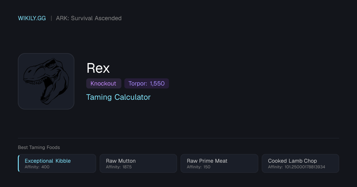Rex Taming Calculator - ARK: Survival Ascended