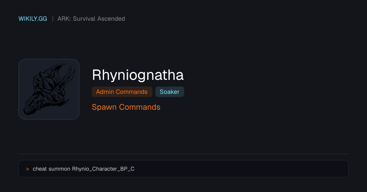 Rhyniognatha Spawn Commands - ARK: Survival Ascended