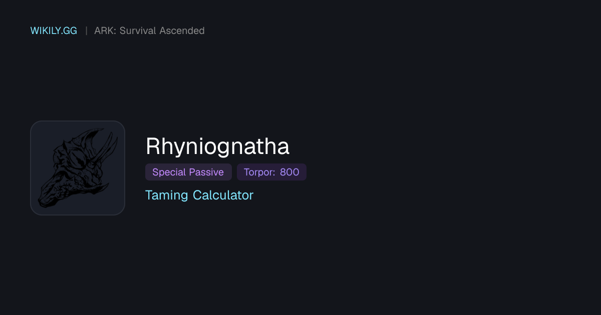 Rhyniognatha Taming Calculator - ARK: Survival Ascended