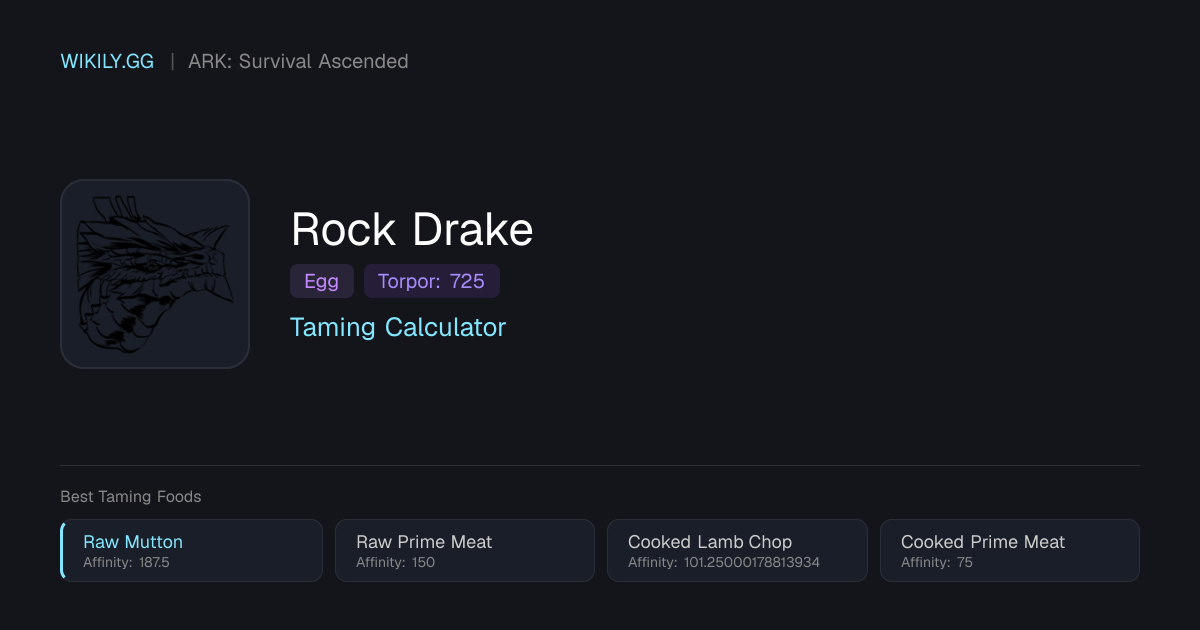Rock Drake Taming Calculator - ARK: Survival Ascended