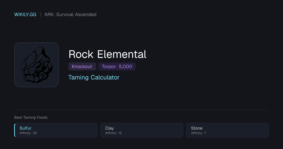 Rock Elemental Taming Calculator - ARK: Survival Ascended