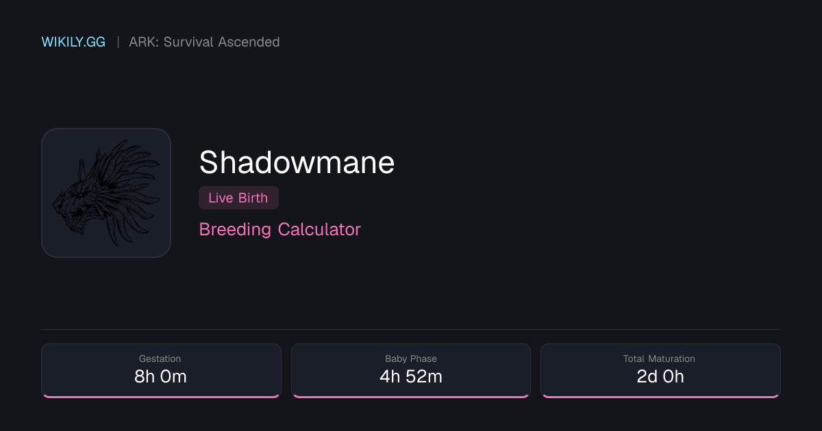 Shadowmane Breeding Calculator - ARK: Survival Ascended