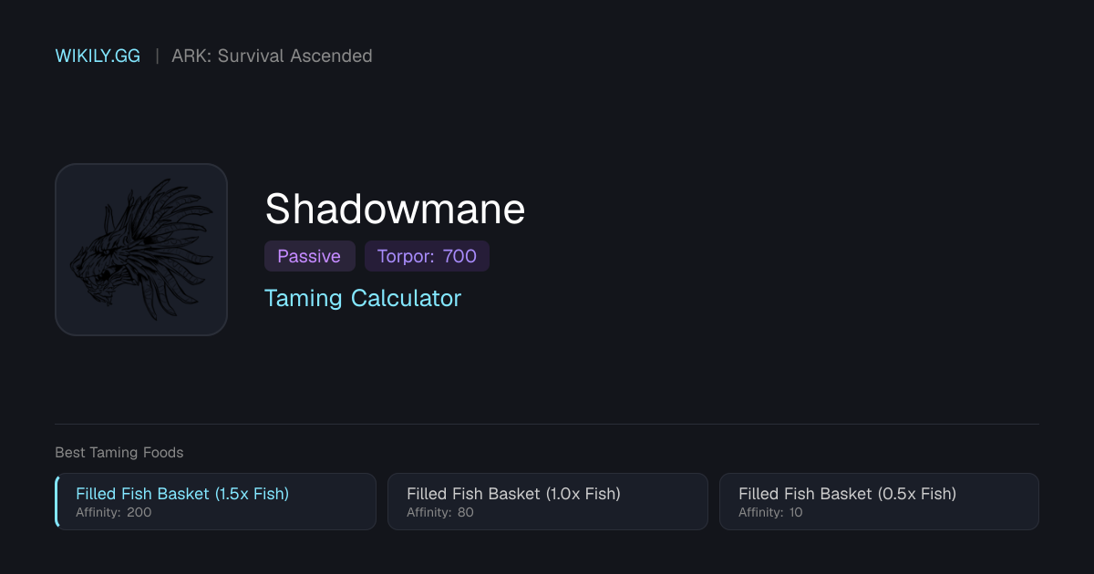 Shadowmane Taming Calculator - ARK: Survival Ascended