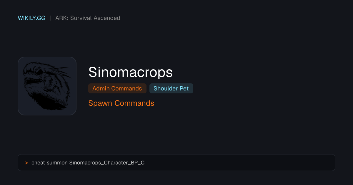 Sinomacrops Spawn Commands - ARK: Survival Ascended