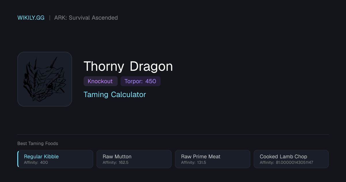 Thorny Dragon Taming Calculator - ARK: Survival Ascended