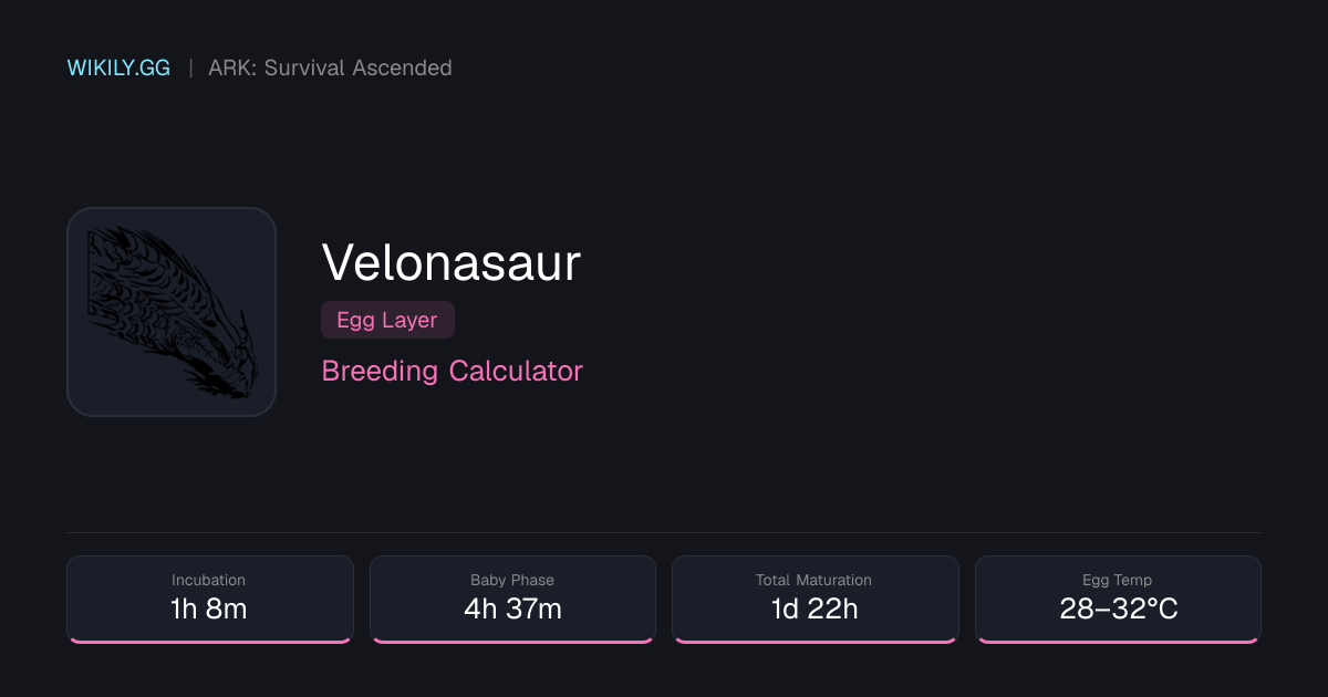 Velonasaur Breeding Calculator - ARK: Survival Ascended