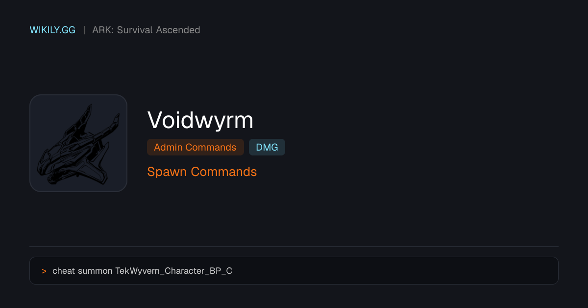 Voidwyrm Spawn Commands - ARK: Survival Ascended