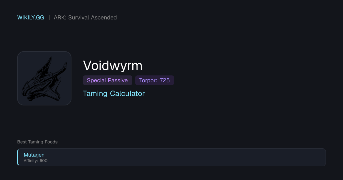 Voidwyrm Taming Calculator - ARK: Survival Ascended